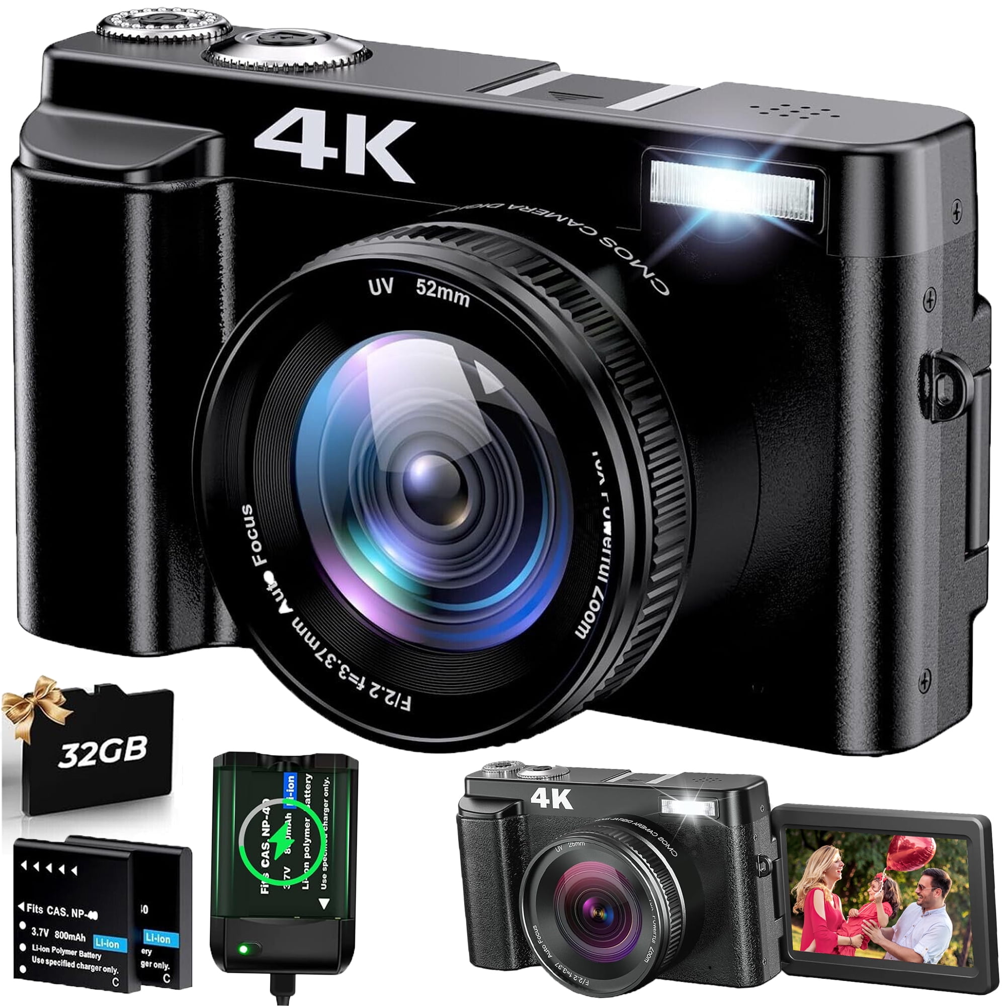 ACTITOP 4K Digital Camera for Photography 48MP Vlogging Camera for ...