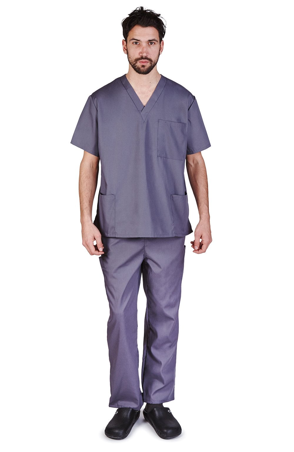 ACTIVE UNIFORMS Men Scrub Set Medical Scrub Top and Pants (Charcoal ...