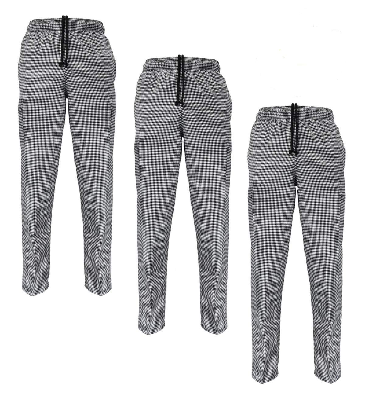 ACTIVE UNIFORMS Unisex Classic Chef Pants (Checkered 3 Pack, Large ...