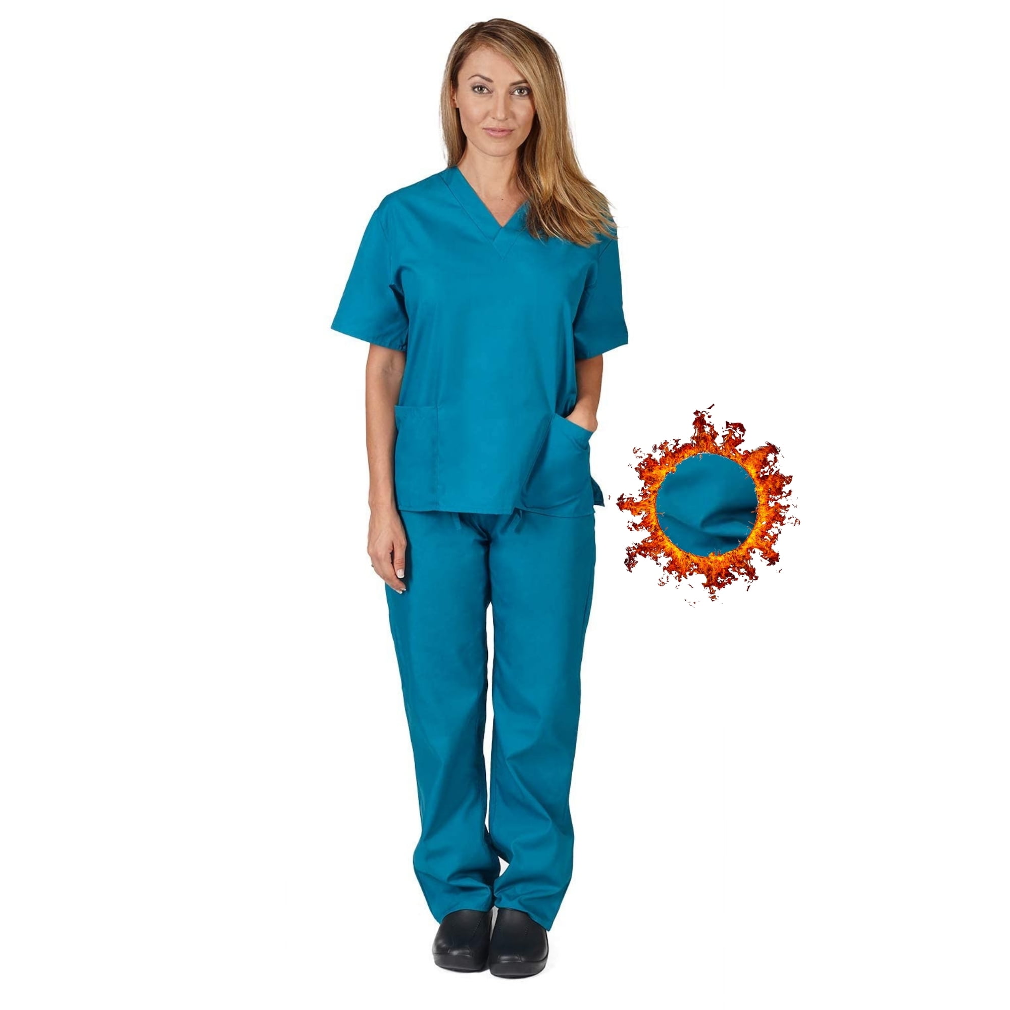ACTIVE UNIFORMS Unisex Scrub Sets, Scrub Top and Pants. Run Large (Teal ...