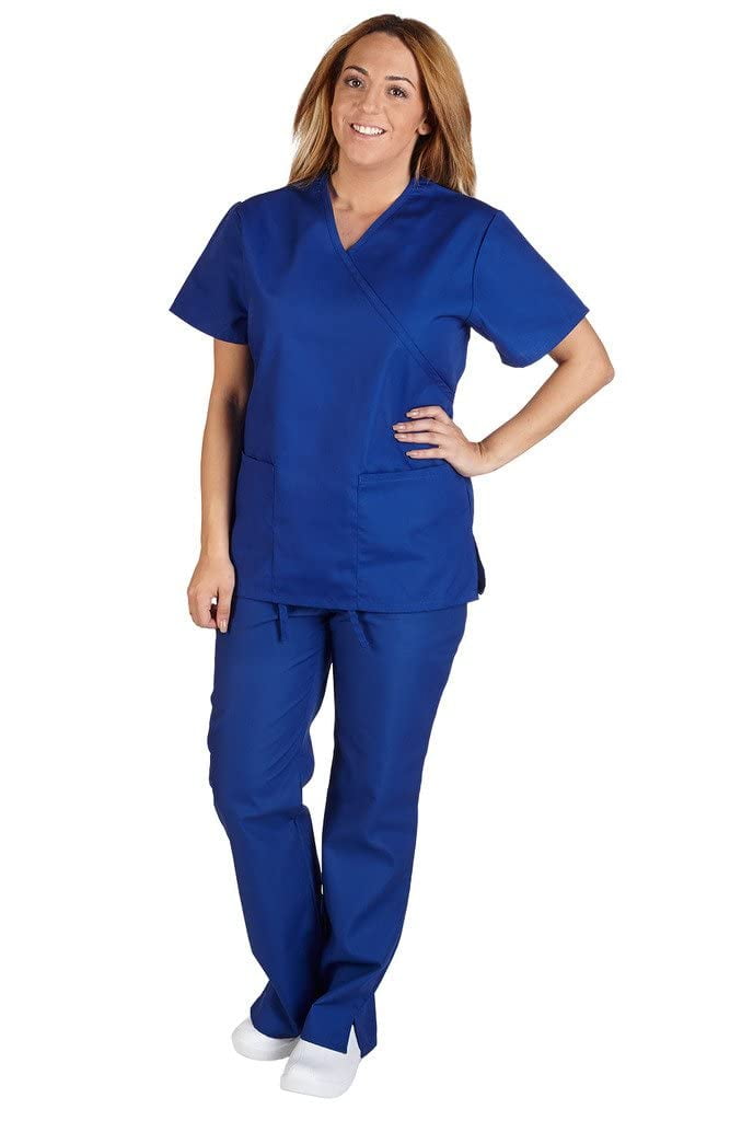 ACTIVE UNIFORMS Women Mock Wrap/Flare Pant Set Medical Scrub Set (True ...