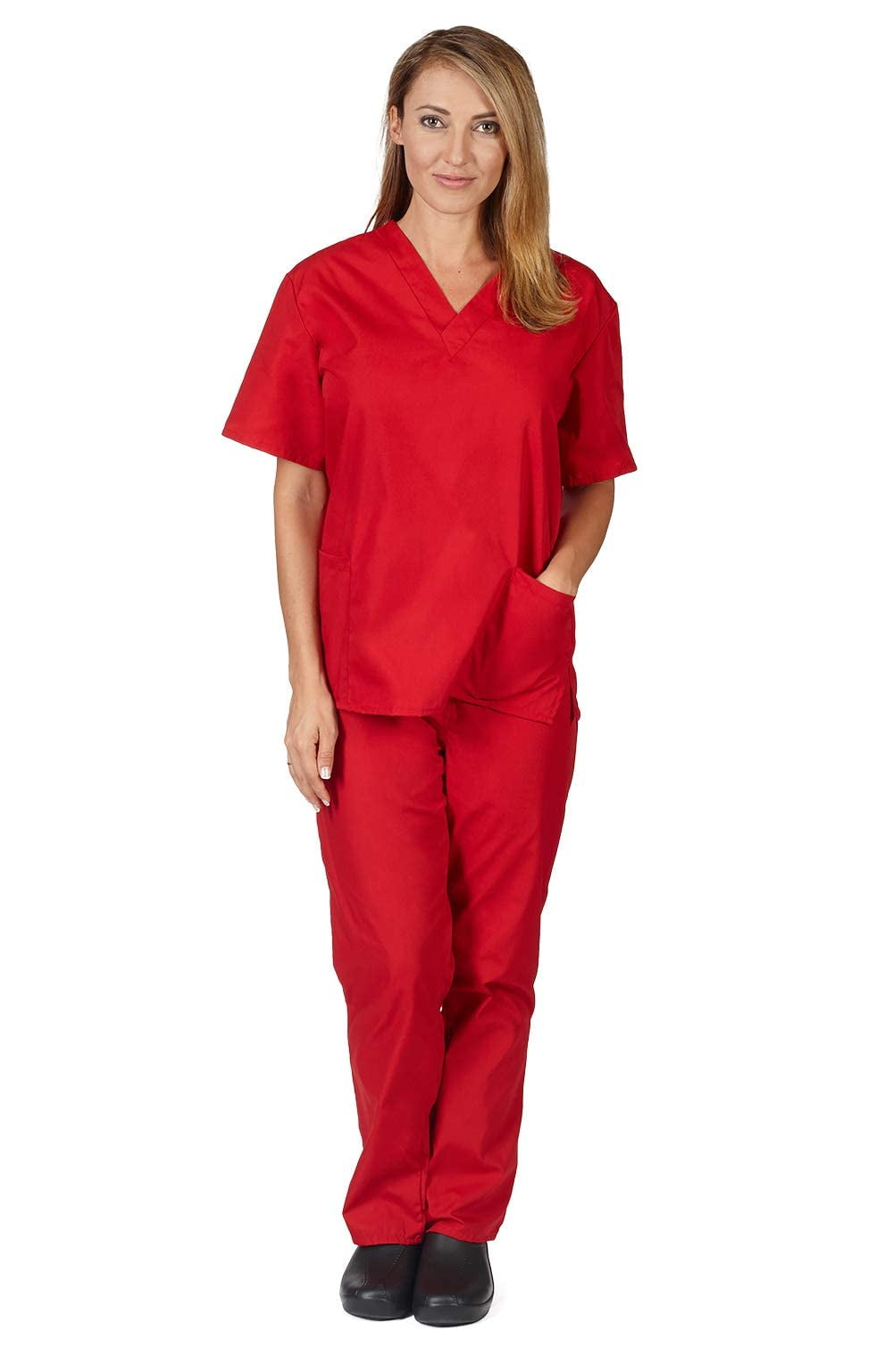ACTIVE UNIFORMS Women Scrub Set Medical Scrub Top and Pants (Red, 5X ...