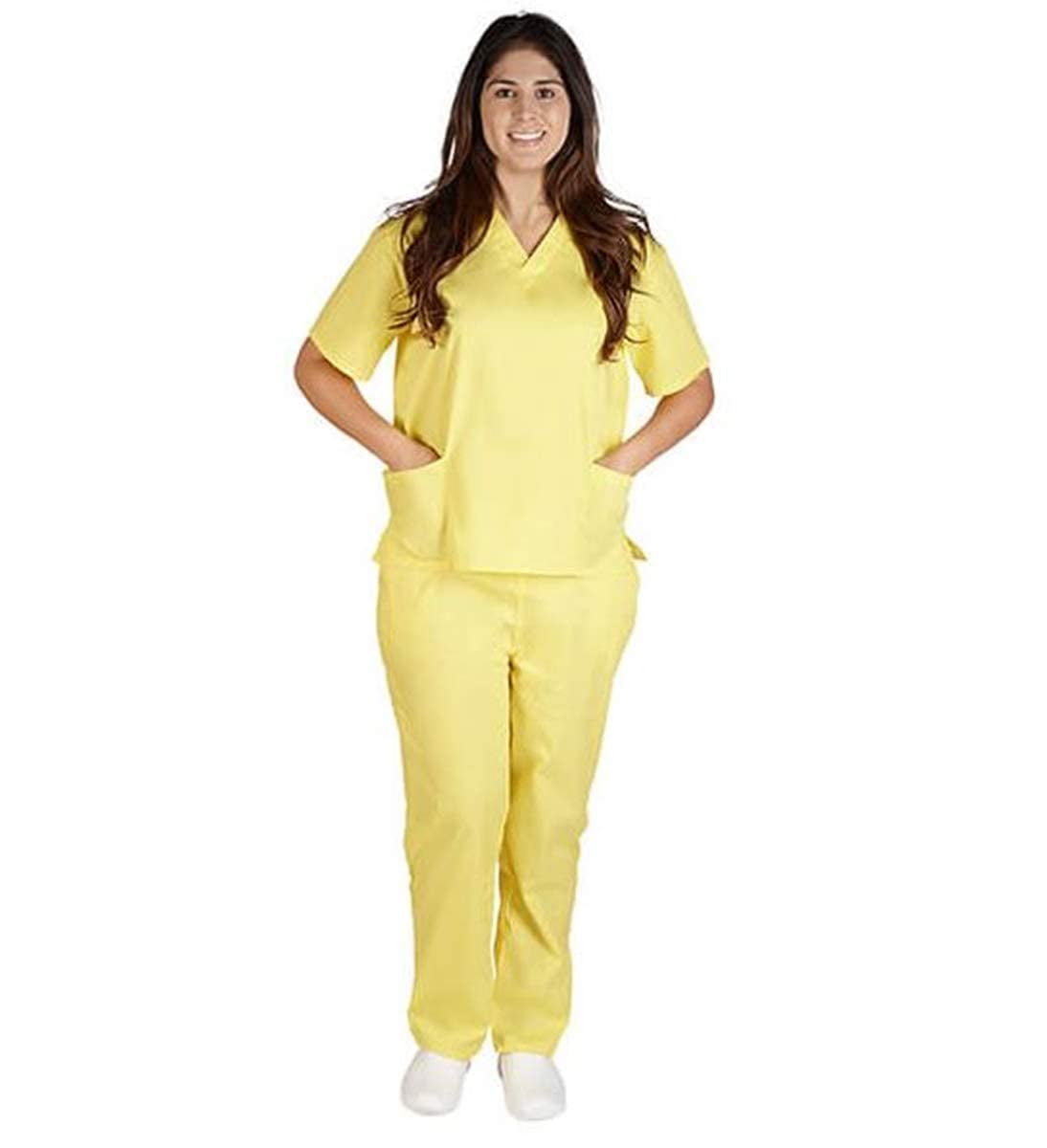 ACTIVE UNIFORMS Women Scrub Set Medical Scrub Top and Pants (Yellow ...