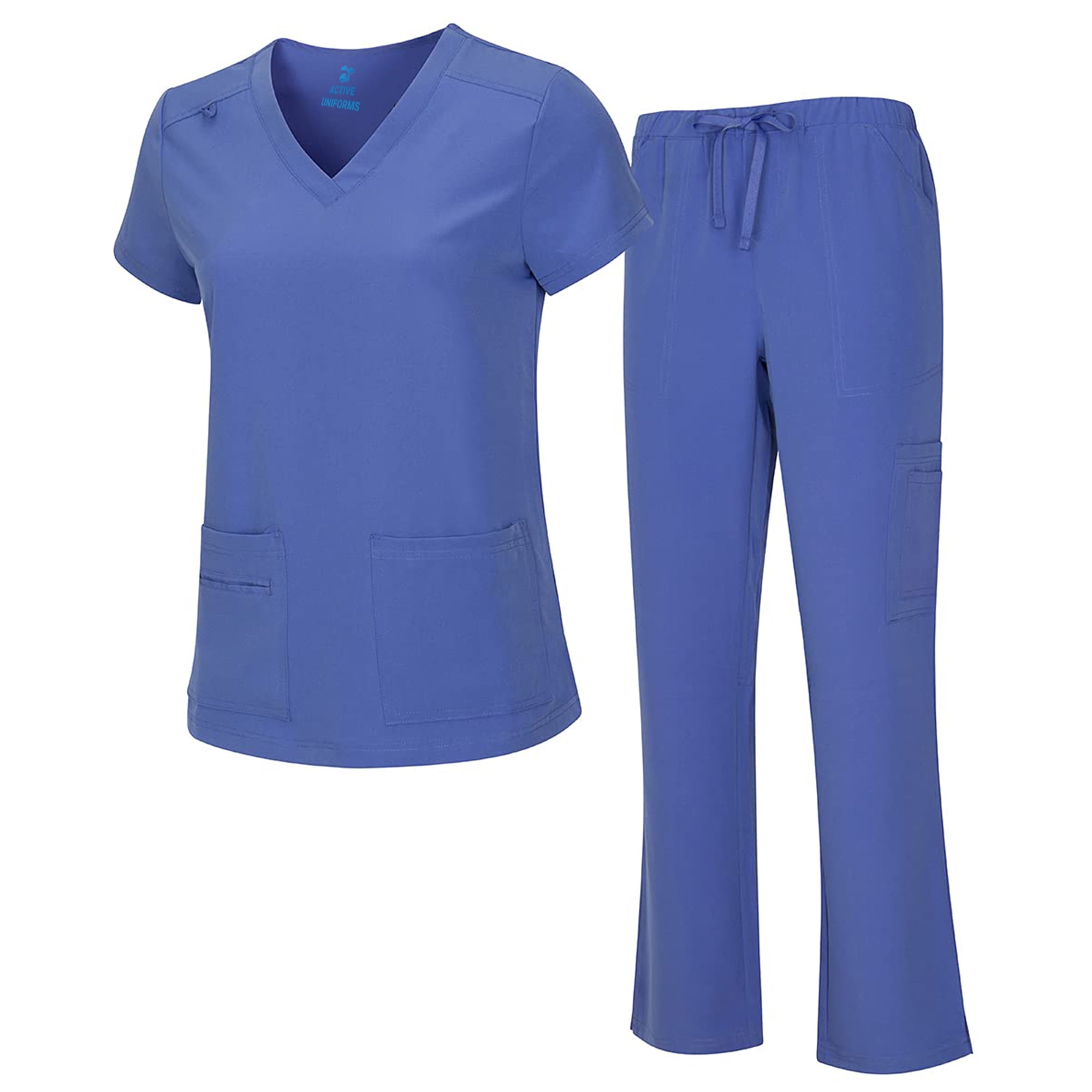 ACTIVE UNIFORMS Women's Breathable Cool Stretch Fabric Scrub Top and ...