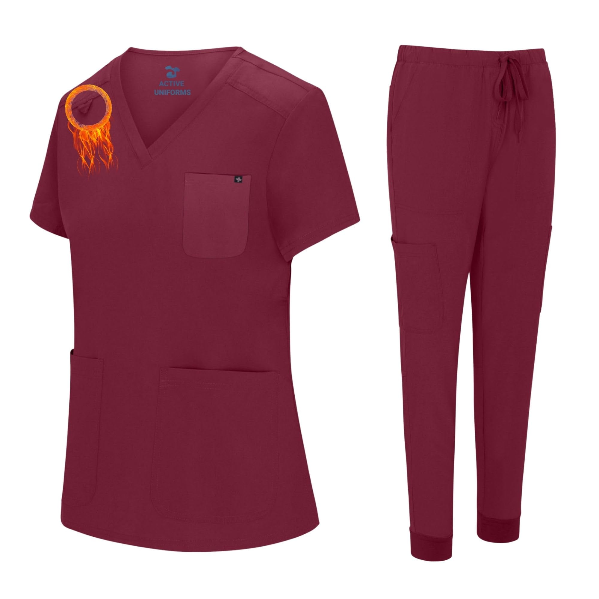 ACTIVE UNIFORMS Women's Essential Jogger Scrub Set Nursing Uniform 10 ...