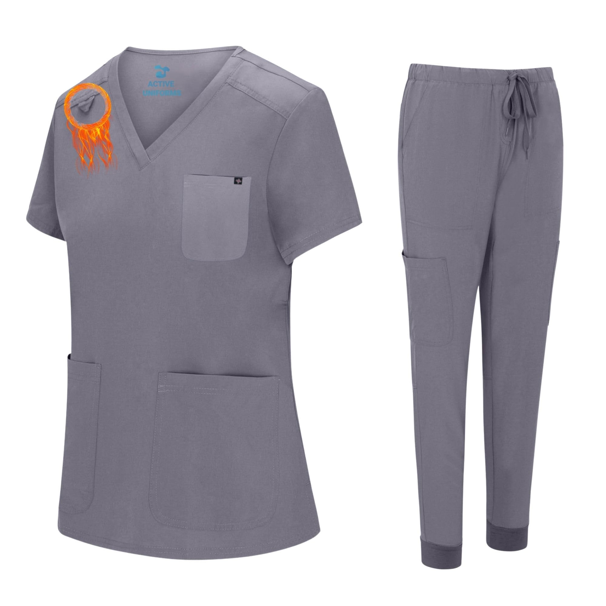ACTIVE UNIFORMS Women's Essential Jogger Scrub Set Nursing Uniform 10 ...