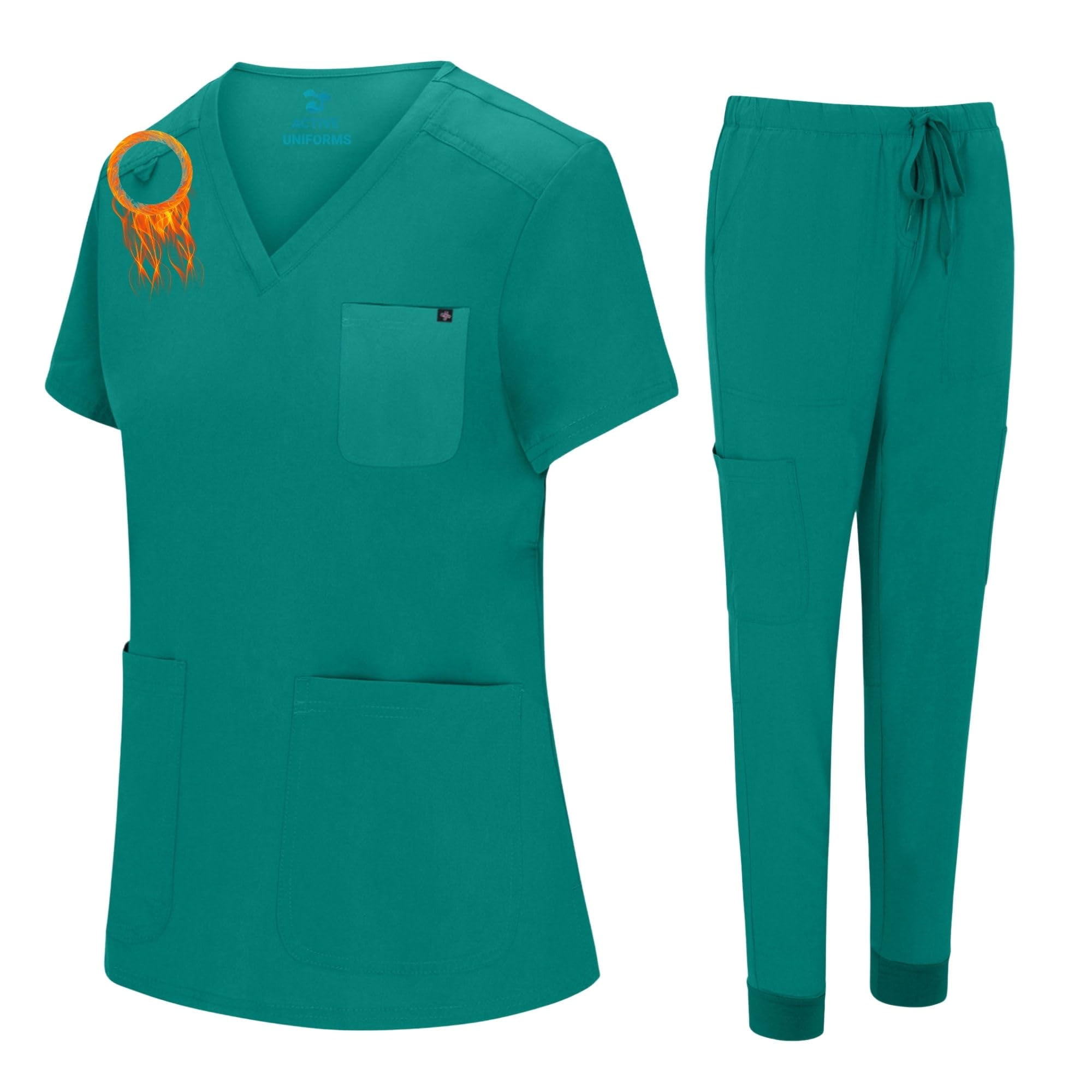 ACTIVE UNIFORMS Women's Essential Jogger Scrub Set Nursing Uniform 10 ...