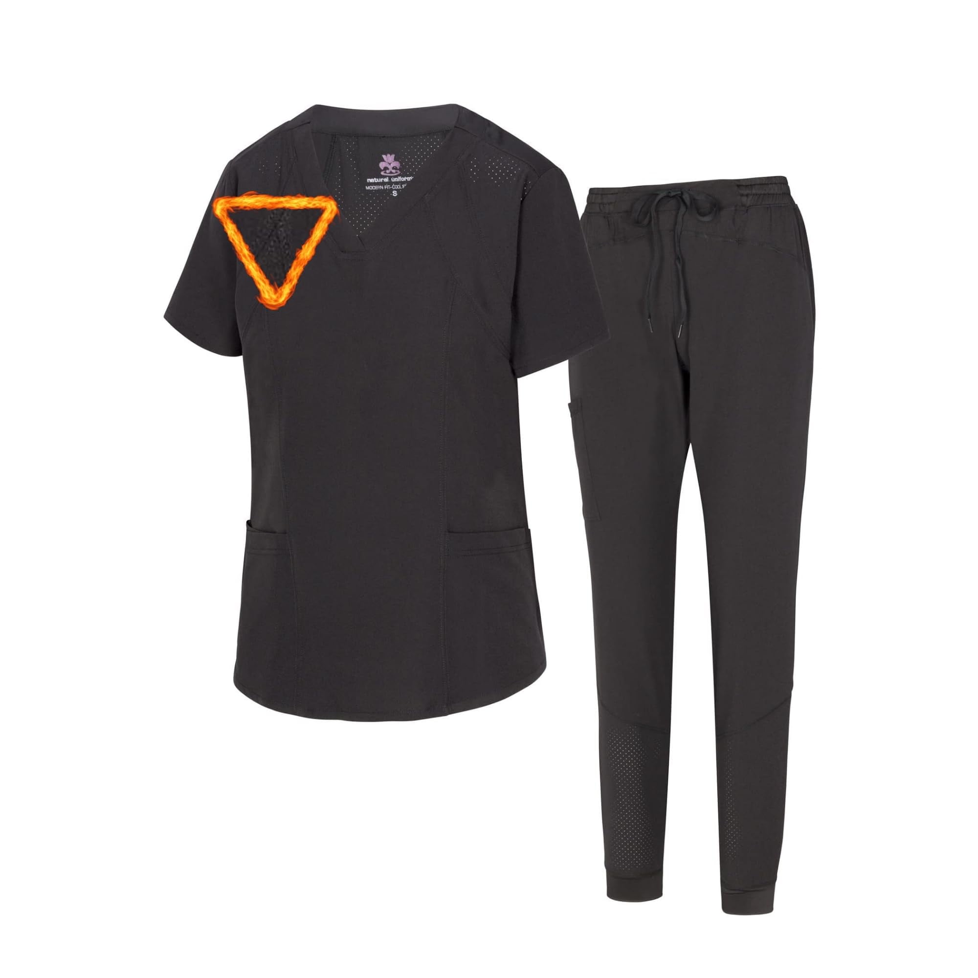 ACTIVE UNIFORMS Women's Medical Scrub Set Cool 4-Way Stretch Jogger ...