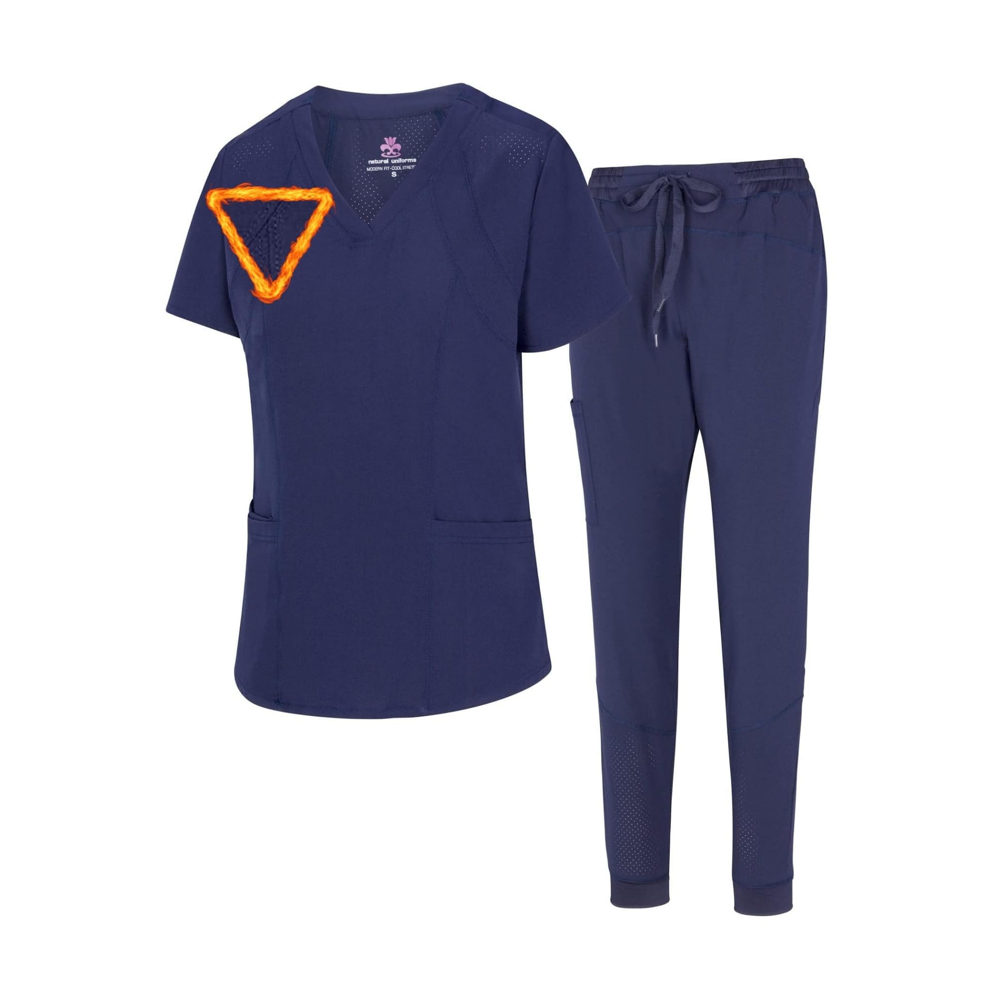 ACTIVE UNIFORMS Women's Medical Scrub Set Cool 4-Way Stretch Jogger ...