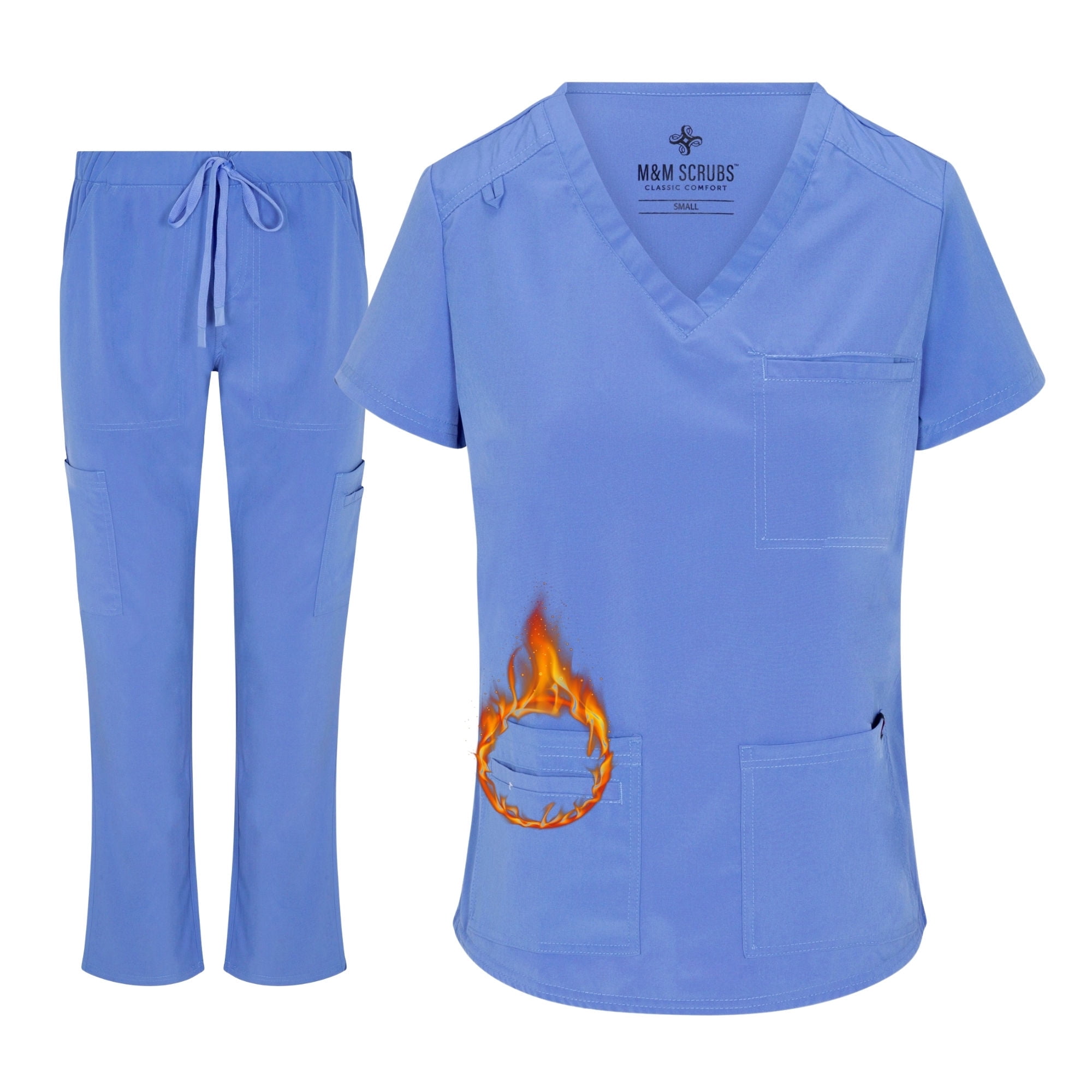 ACTIVE UNIFORMS Women's Stretch Scrub Set 11 Pocket Cargo Medical Scrub ...