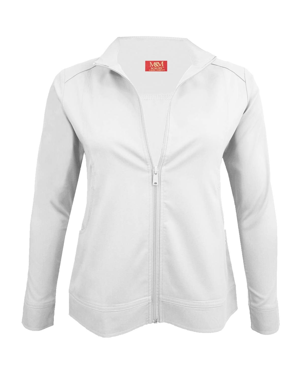 ACTIVE UNIFORMS Women's Ultra Soft Stretch Zip Up Scrub Jacket (White ...