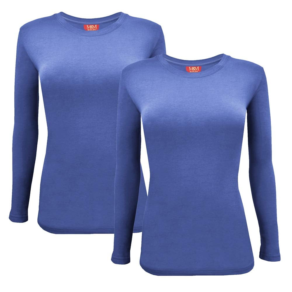 ACTIVE UNIFORMS Women's Under Scrub Tee Crew Neck Long Sleeve T-Shirt 2 ...
