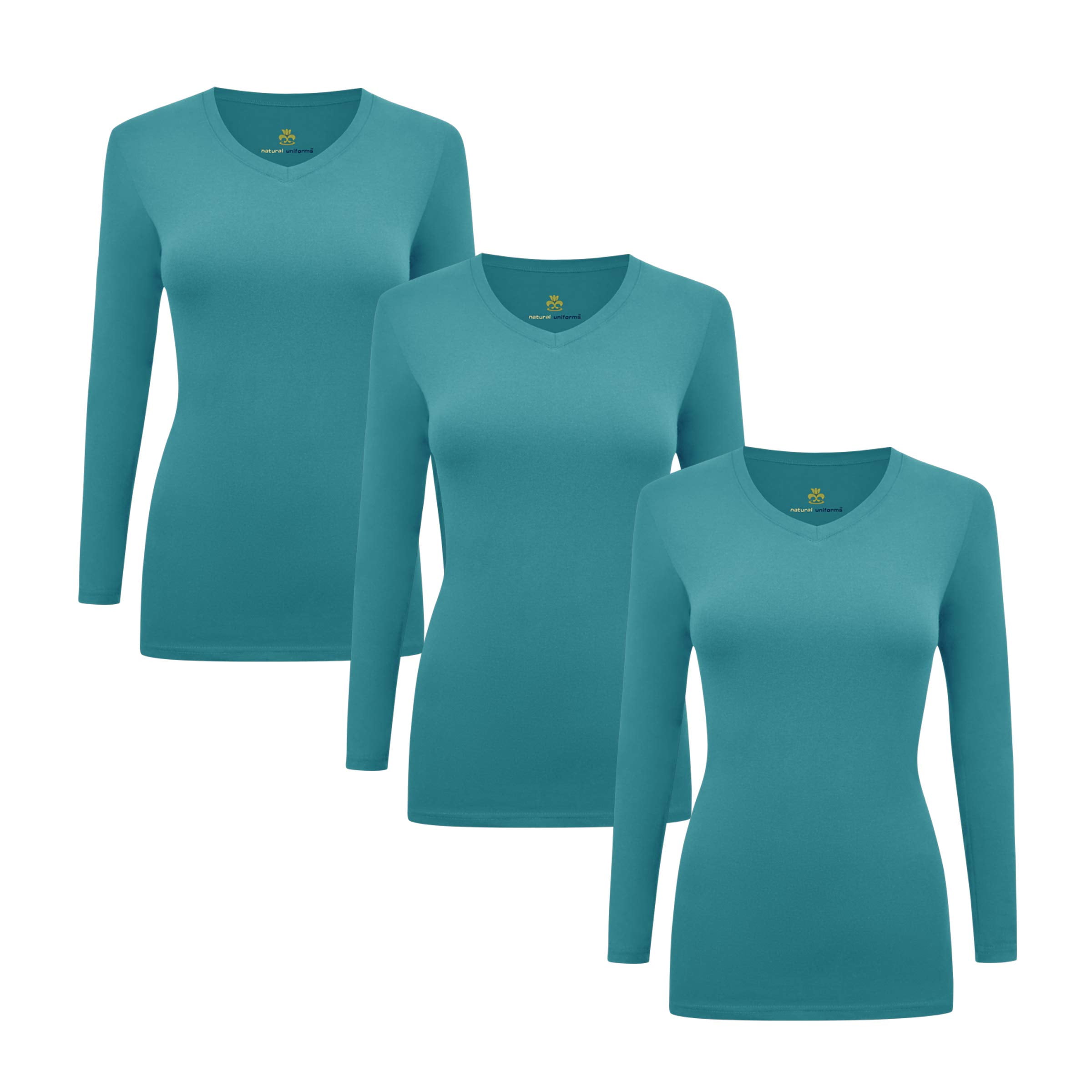 ACTIVE UNIFORMS Women's Under Scrubs Long Sleeve T-Shirt Comfort V-Neck ...