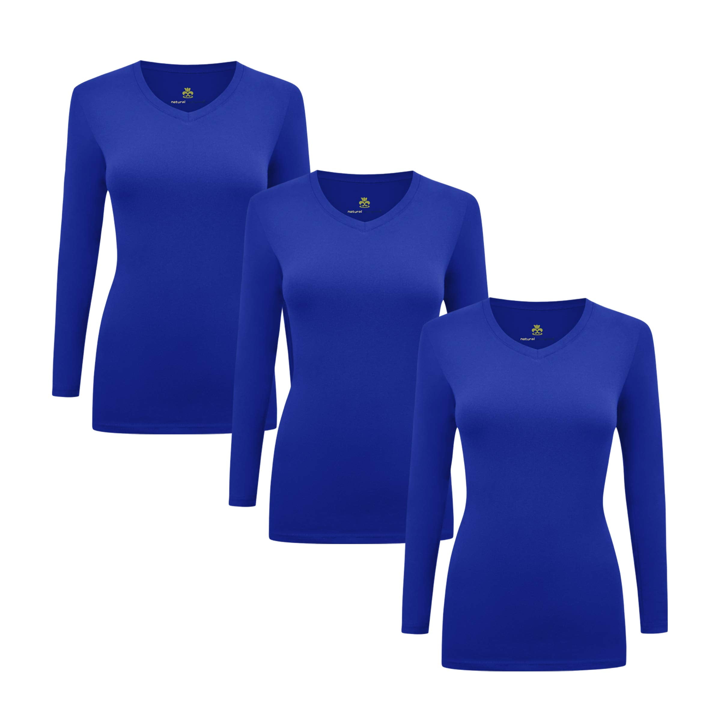 ACTIVE UNIFORMS Women's Under Scrubs Long Sleeve T-Shirt Comfort V-Neck ...