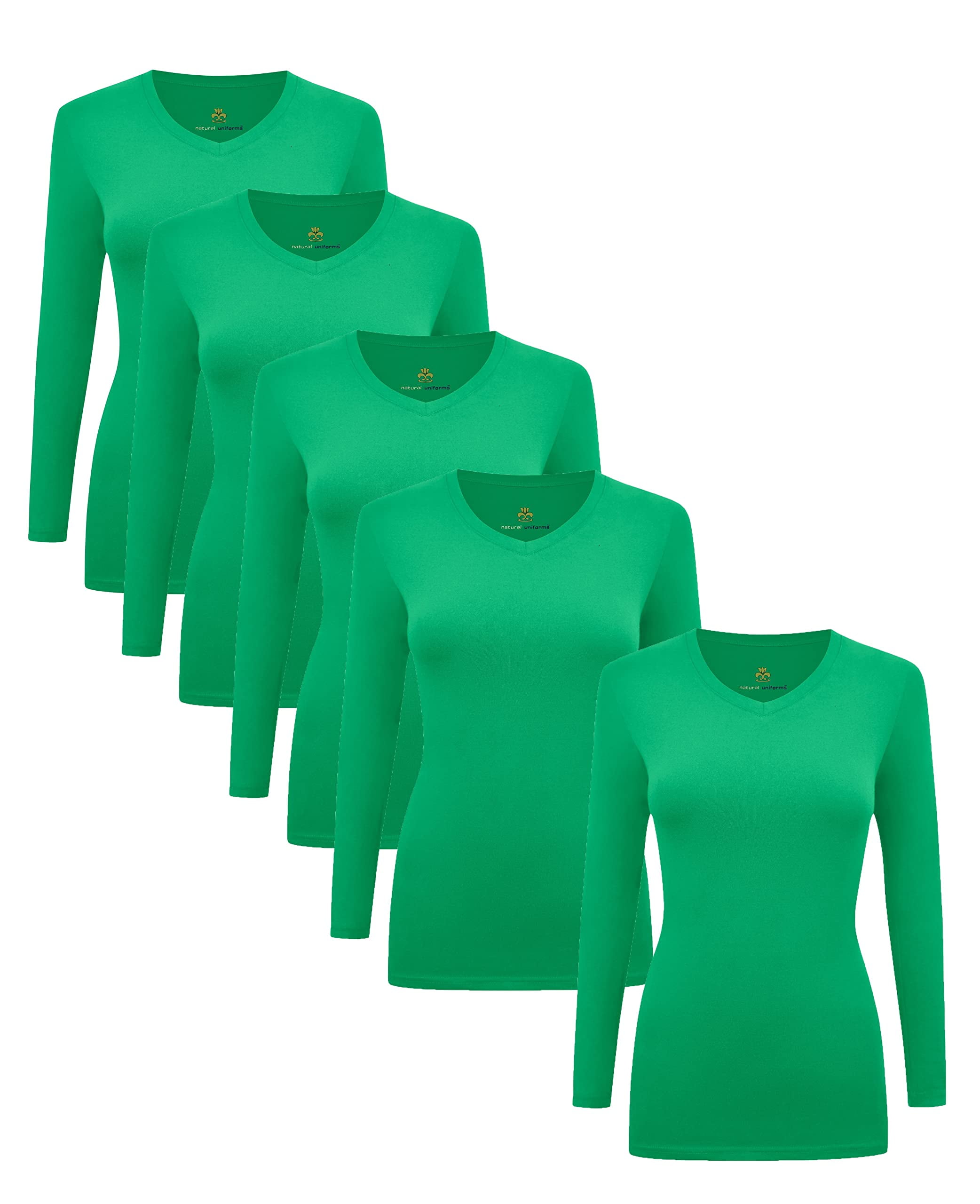 ACTIVE UNIFORMS Women's Under Scrubs Long Sleeve T-Shirt V-Neck Medical ...