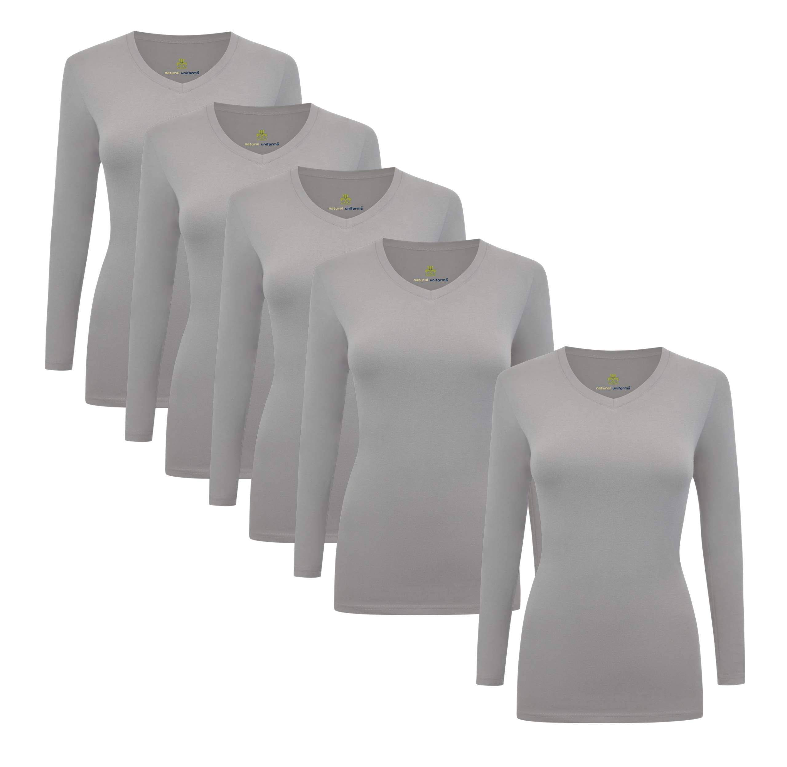 ACTIVE UNIFORMS Women's Under Scrubs Long Sleeve T-Shirt V-Neck Medical ...
