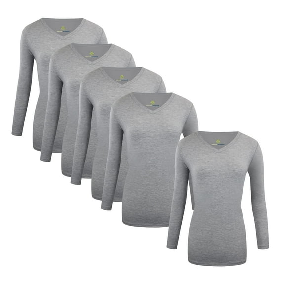 ACTIVE UNIFORMS Women's Under Scrubs Long Sleeve T-Shirt V-Neck Medical ...