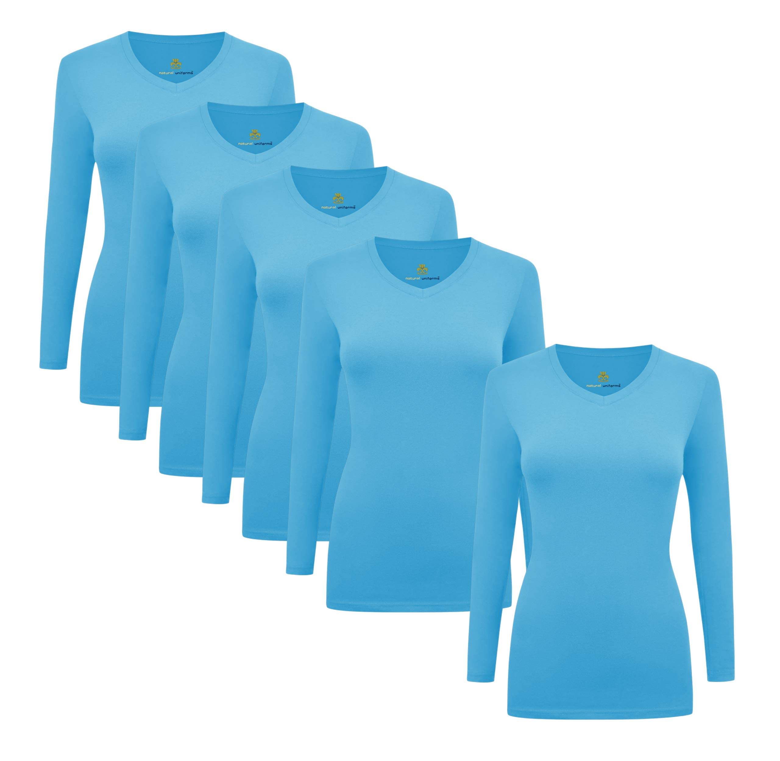 ACTIVE UNIFORMS Women's Under Scrubs Long Sleeve T-Shirt V-Neck Medical ...