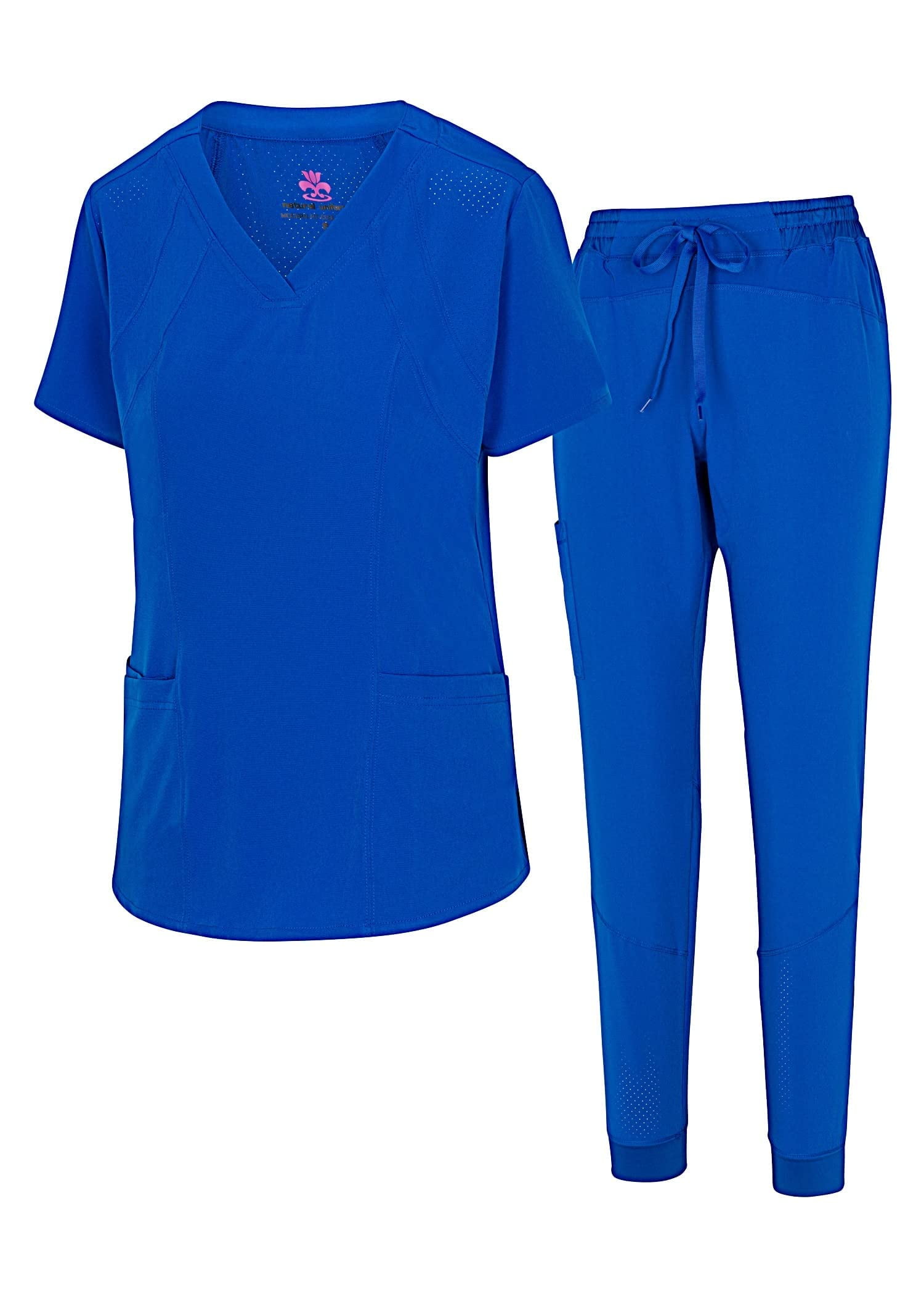ACTIVE UNIFORMS Womens' Cool 4-Way Stretch Jogger Scrub Set (True Royal ...