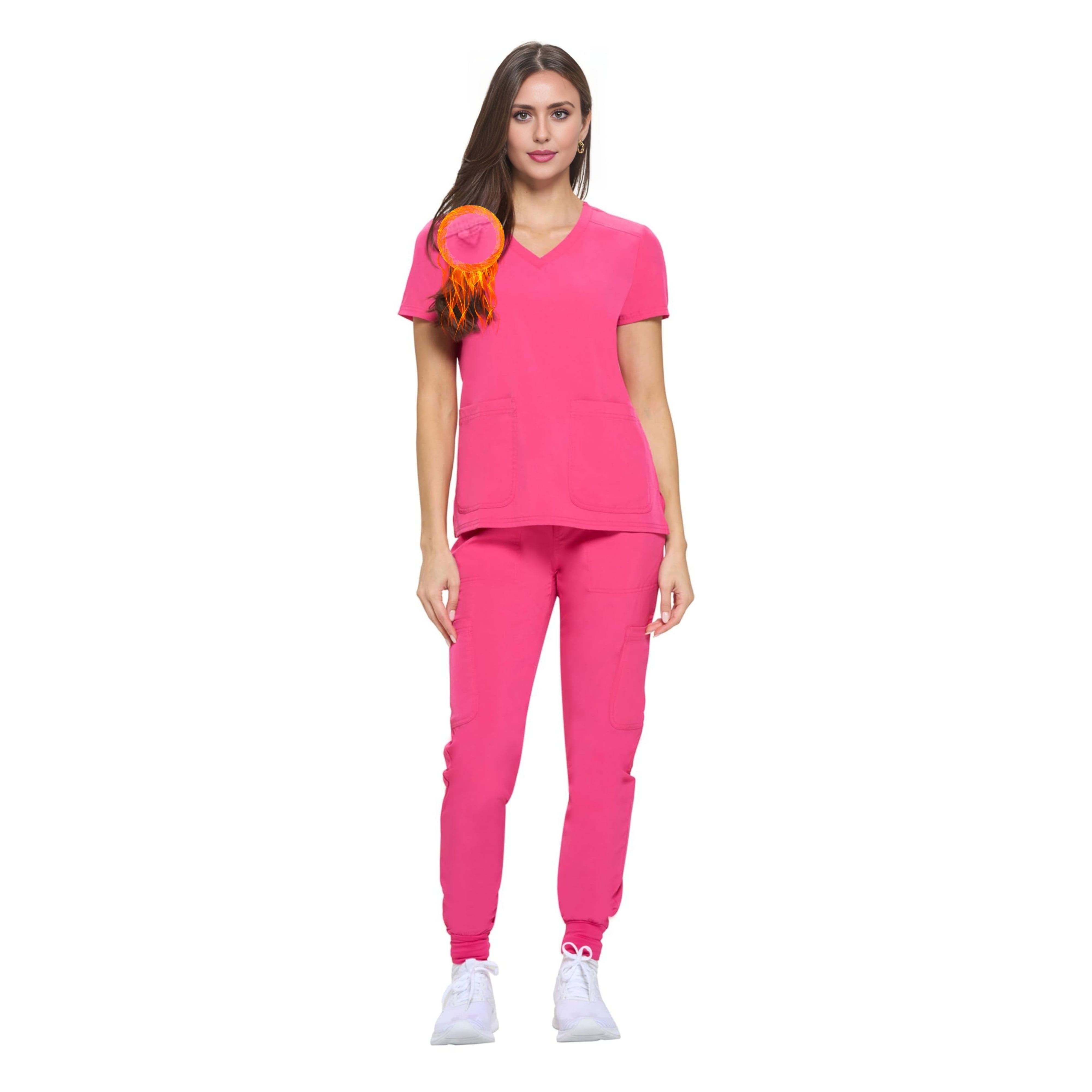 ACTIVE UNIFORMS Womens Essential Cool Stretch Jogger Scrub Set (Hot ...