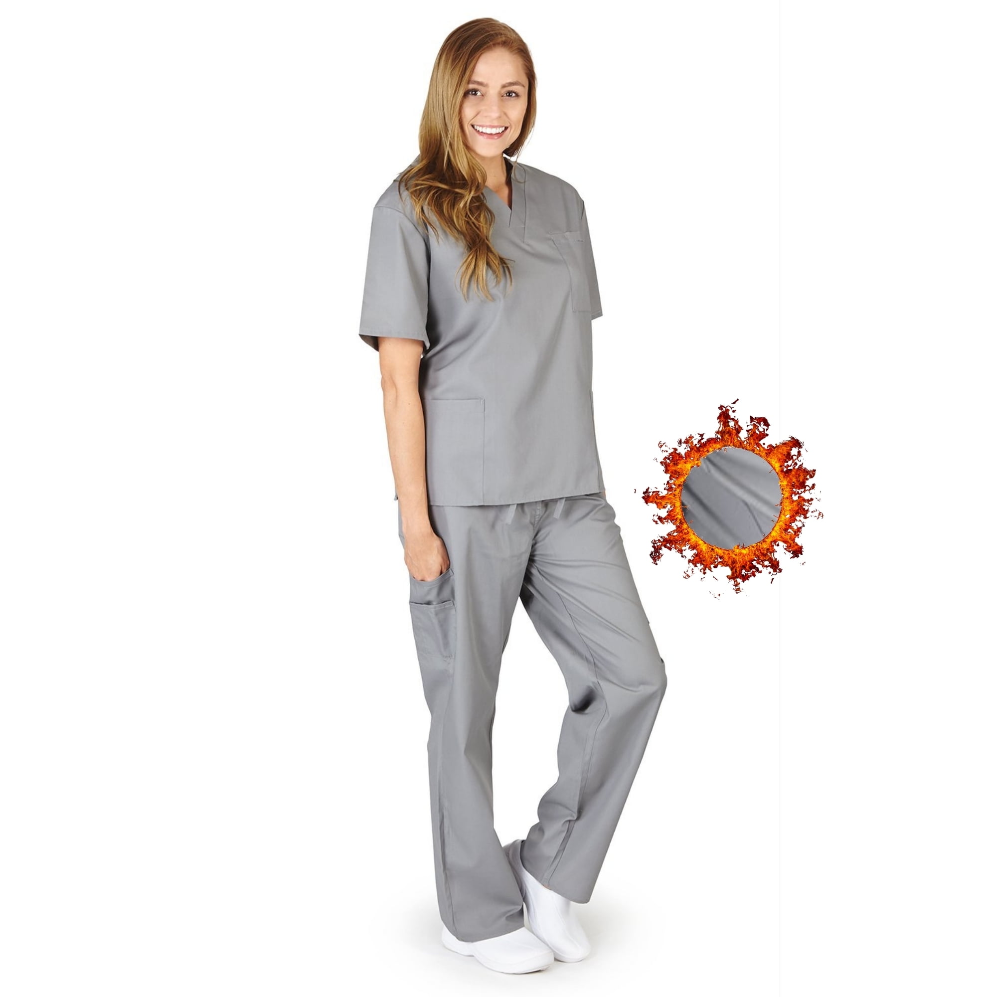 ACTIVE UNIFORMSWomen's Scrub Sets, Scrub Top and Pants. Run Large (Gray ...