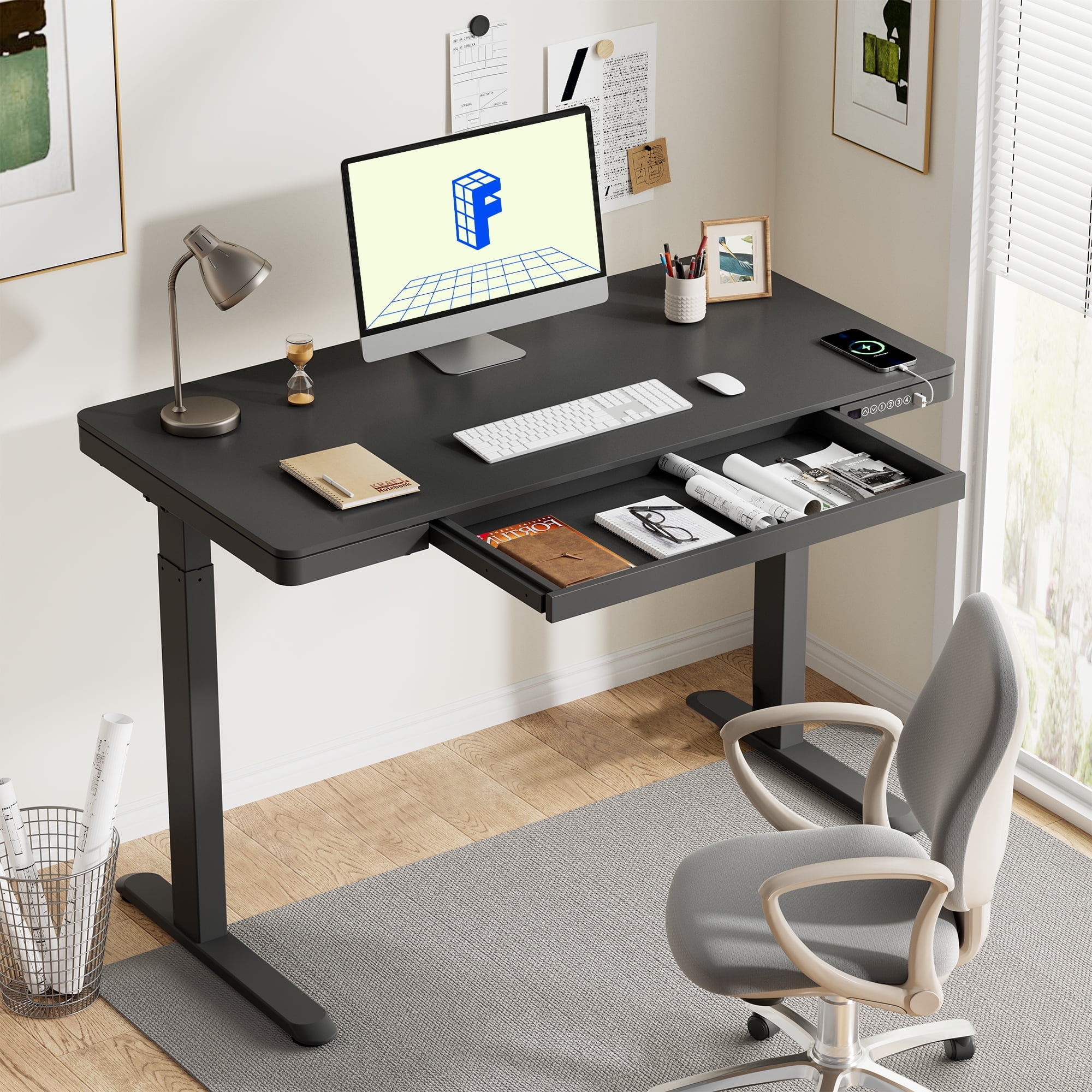 "ACTIVESIT Electric 48"" W Home Office Adjustable Standing Desk with ...