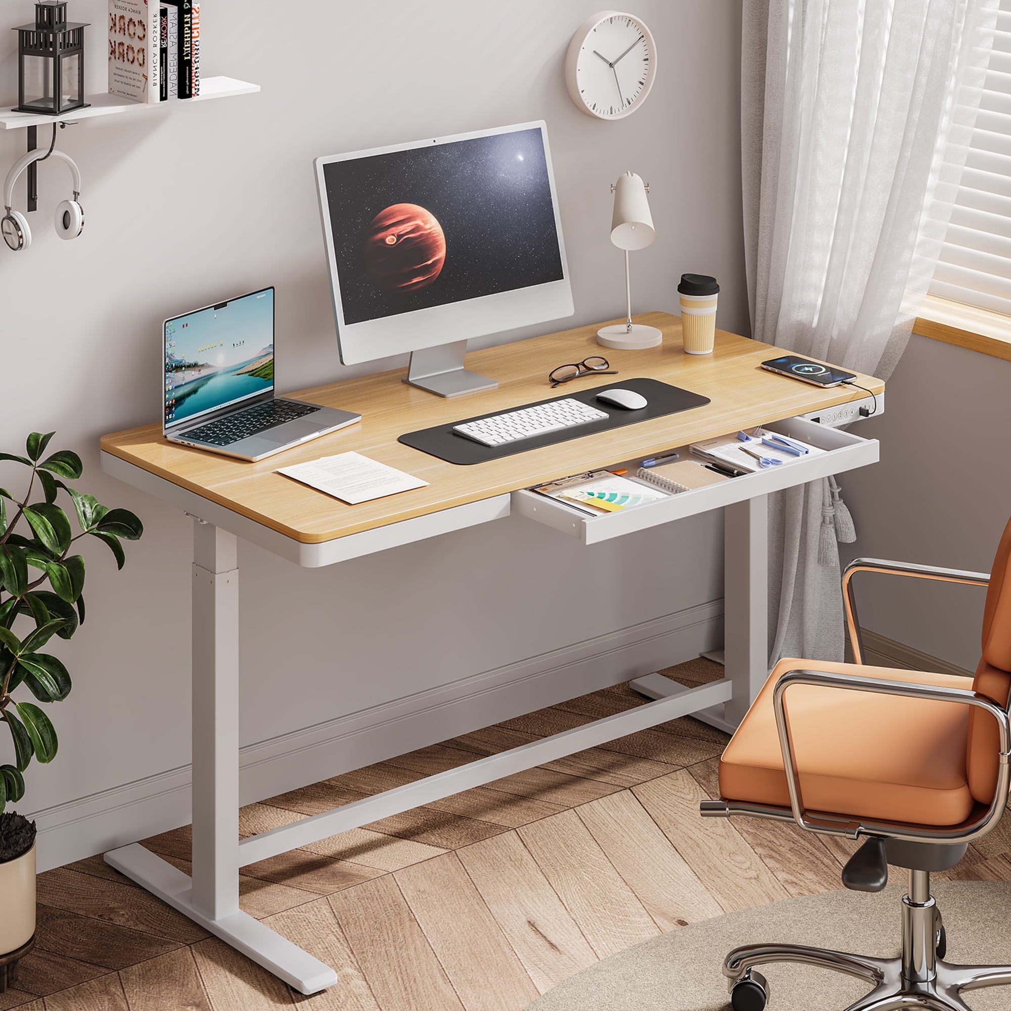 ACTIVESIT 55" W Home Office Height Adjustable Standing Desk White and ...