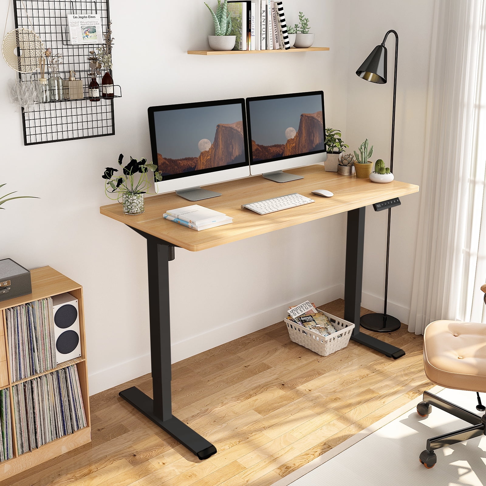 ACTIVESIT 55"x28" Black and Maple Home Office Height Adjustable ...