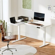 Stealth Adjustable Sit-to-Stand Corner Desk with Drawers, White ...