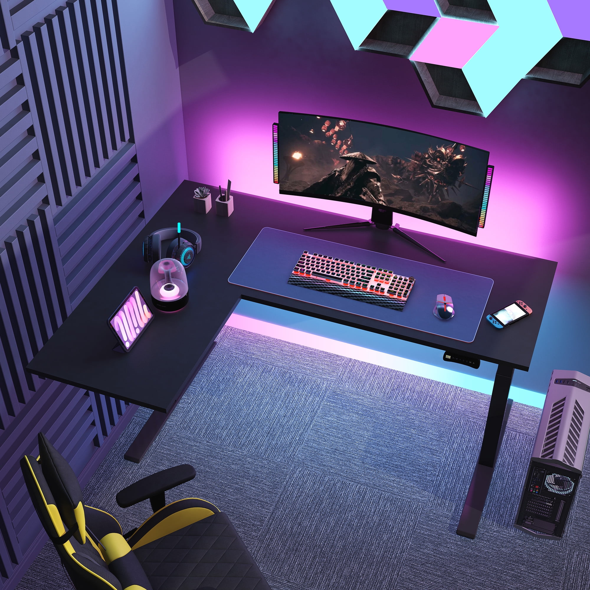 "ACTIVESIT Adjustable 71""x48"" L-Shaped Standing Desk, Dual Motor ...