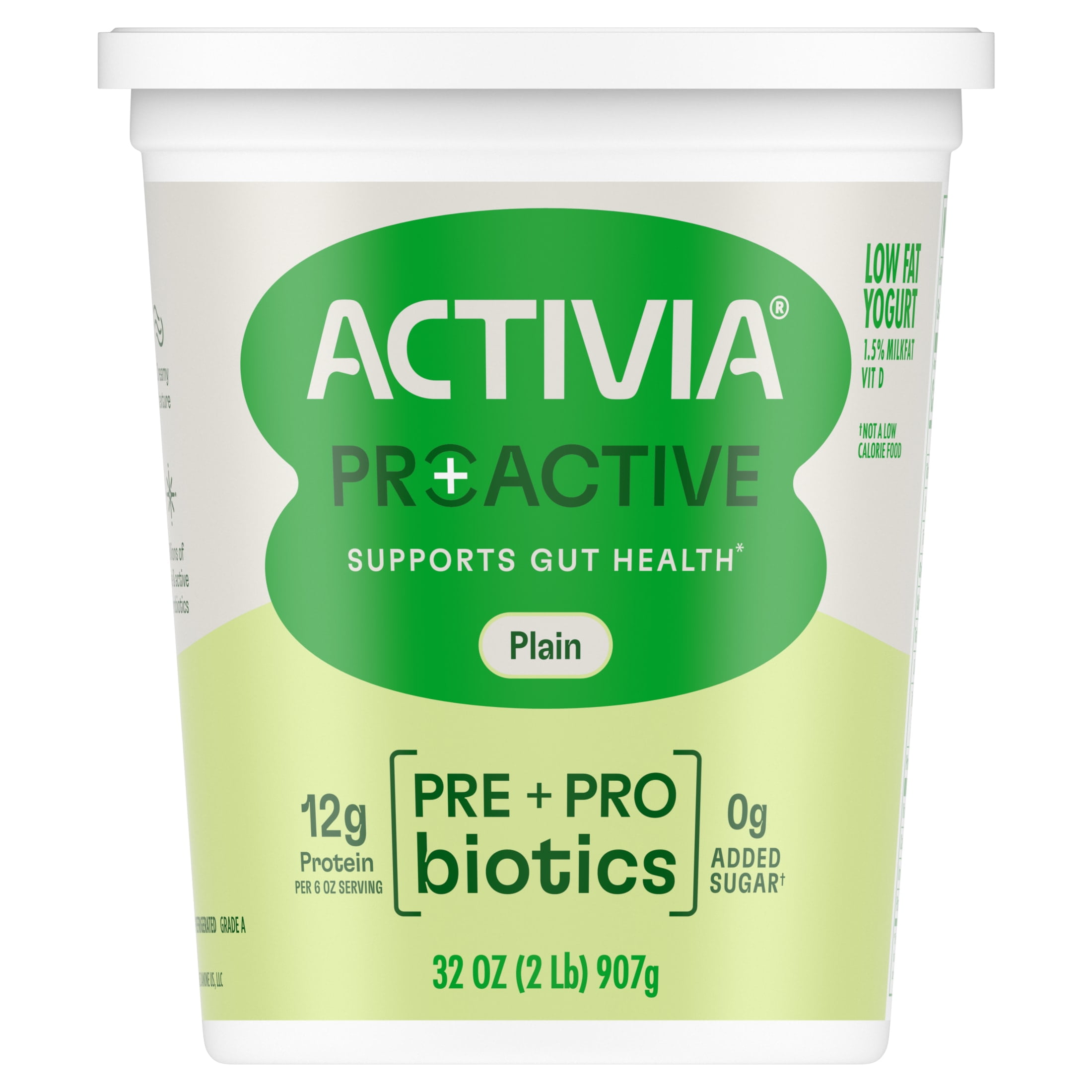 Activia Proactive Plain Prebiotic and Probiotic Yogurt Tub, Helps ...