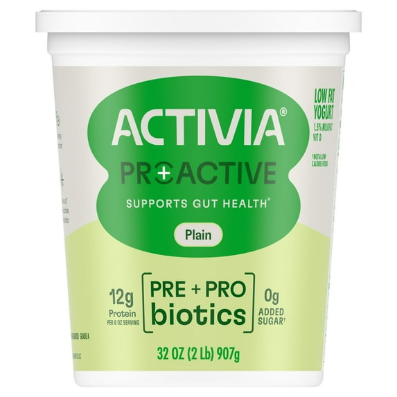 Activia Proactive Plain Prebiotic and Probiotic Yogurt Tub, Helps ...