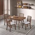ACTU 5pcs Extendable Solid Wood Dining Table Set, Walnut Color ...
