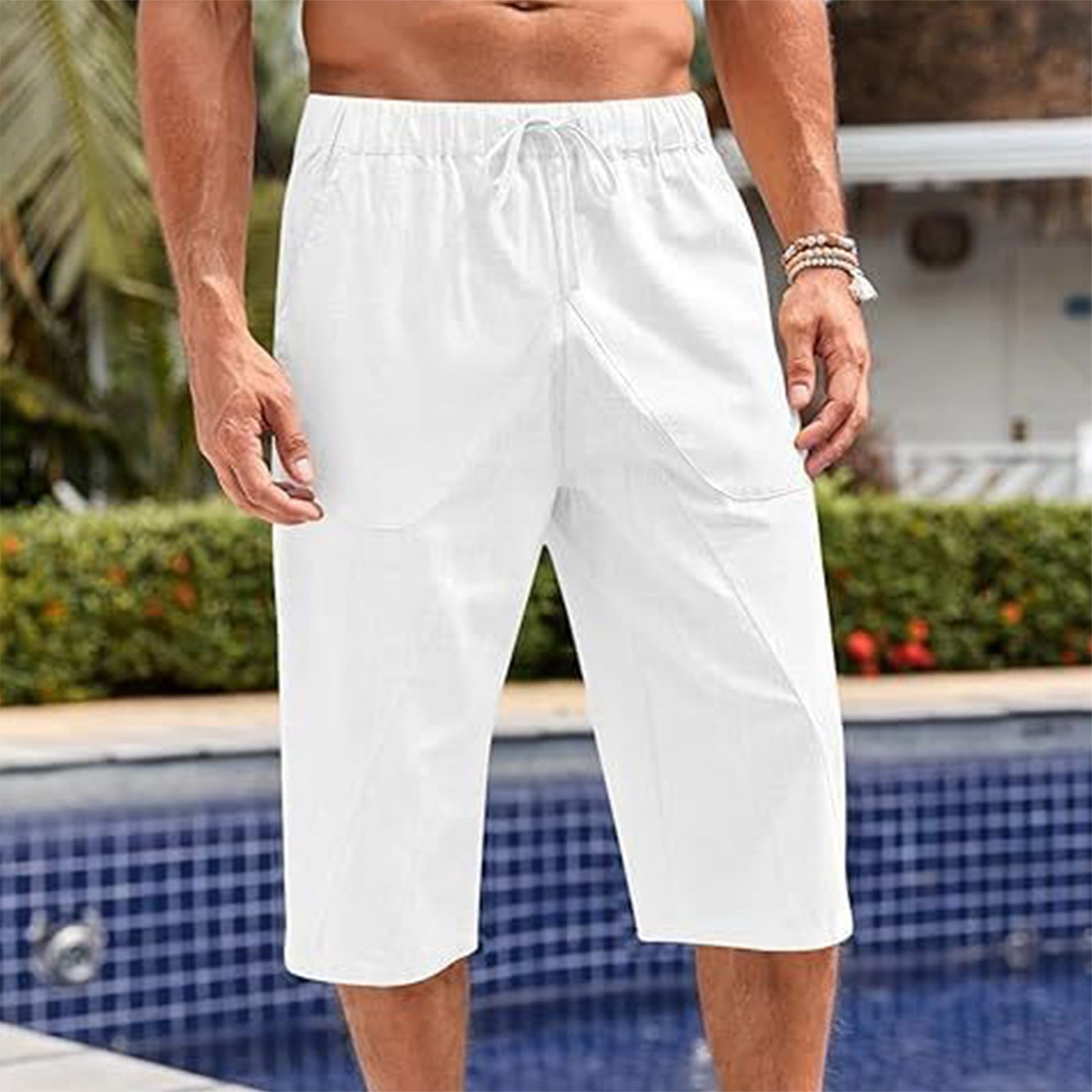 ACTUNI Men's Long Shorts Below Knee Cargo Shorts 3/4 Hiking Lightweight ...