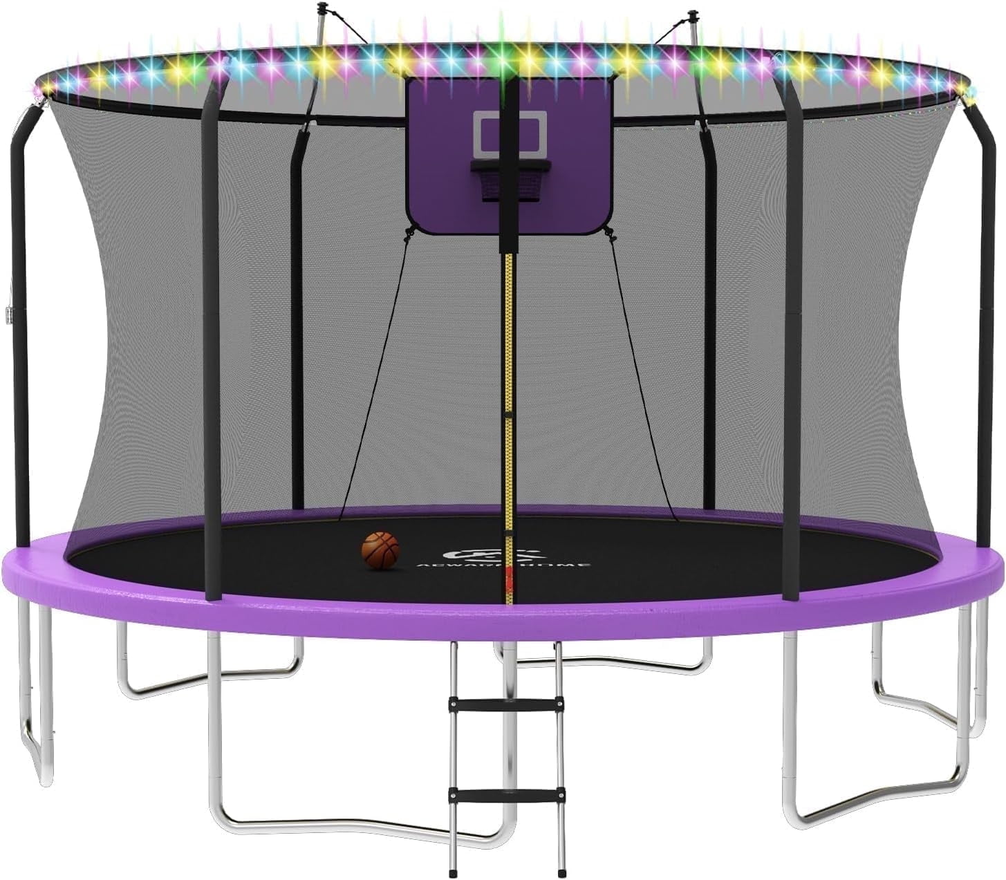 ACWARM HOME 14FT Trampoline with Enclosure Net,Basketball Hoop,Ladder ...