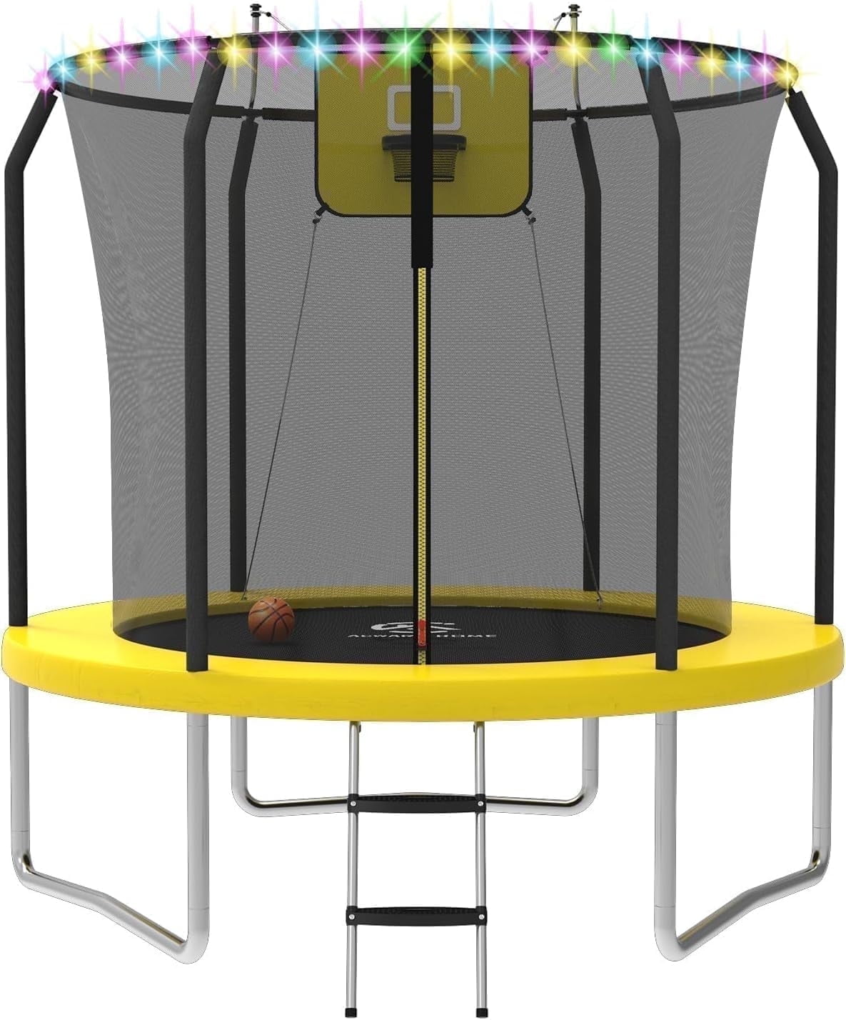 ACWARM HOME 8FT Trampoline with Enclosure Net,Basketball Hoop,Ladder ...