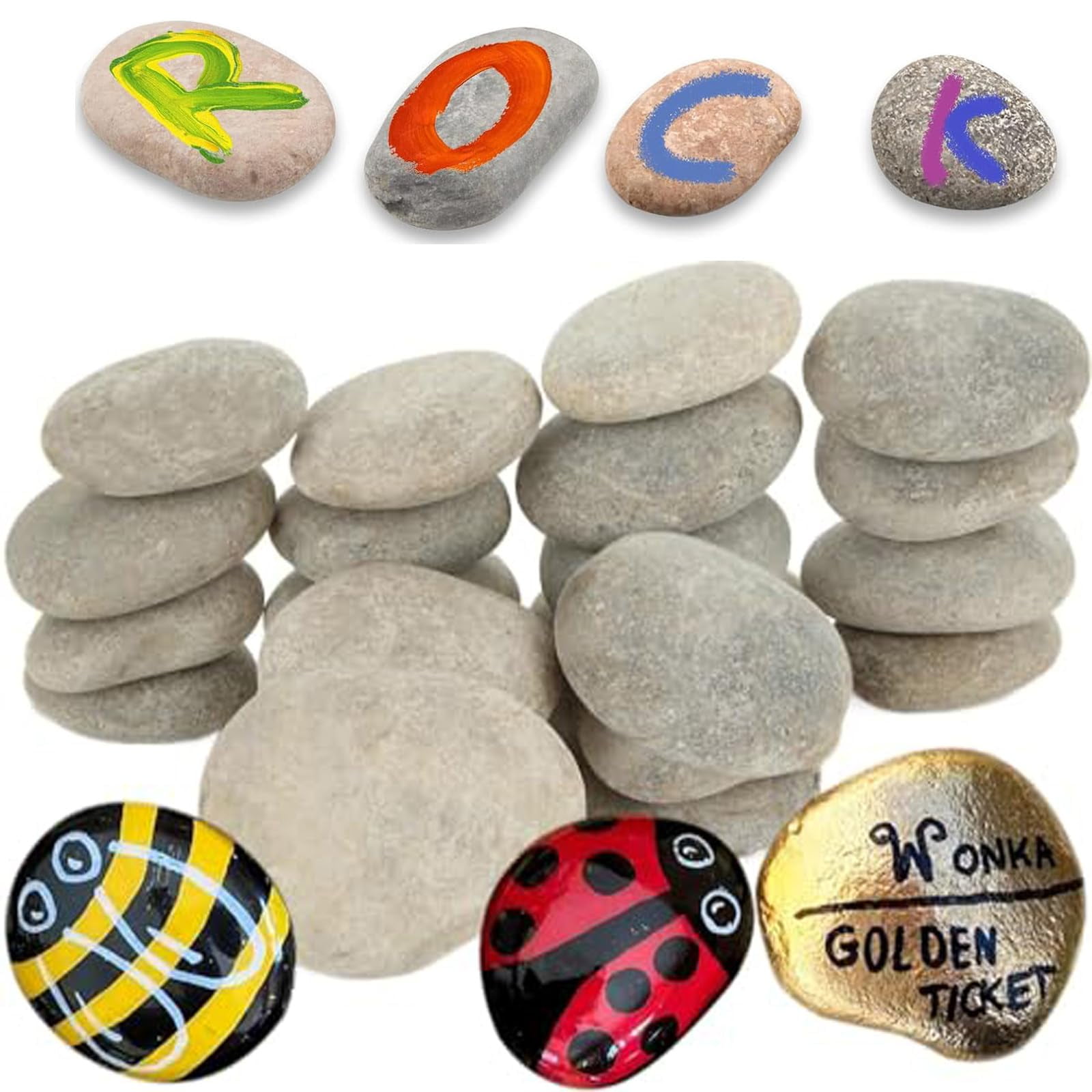 ACXFOND 20 Pcs Extra Large Rocks for Painting, 4-5 Inch iver Rocks ...