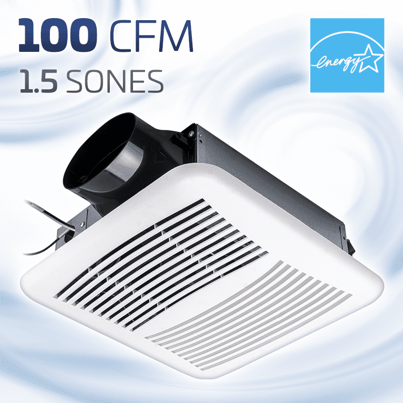 ACiQ 100 CFM Ceiling/Wall Exhaust Fan Bathroom | Install in Home Offices, Bedrooms, or Laundry ...