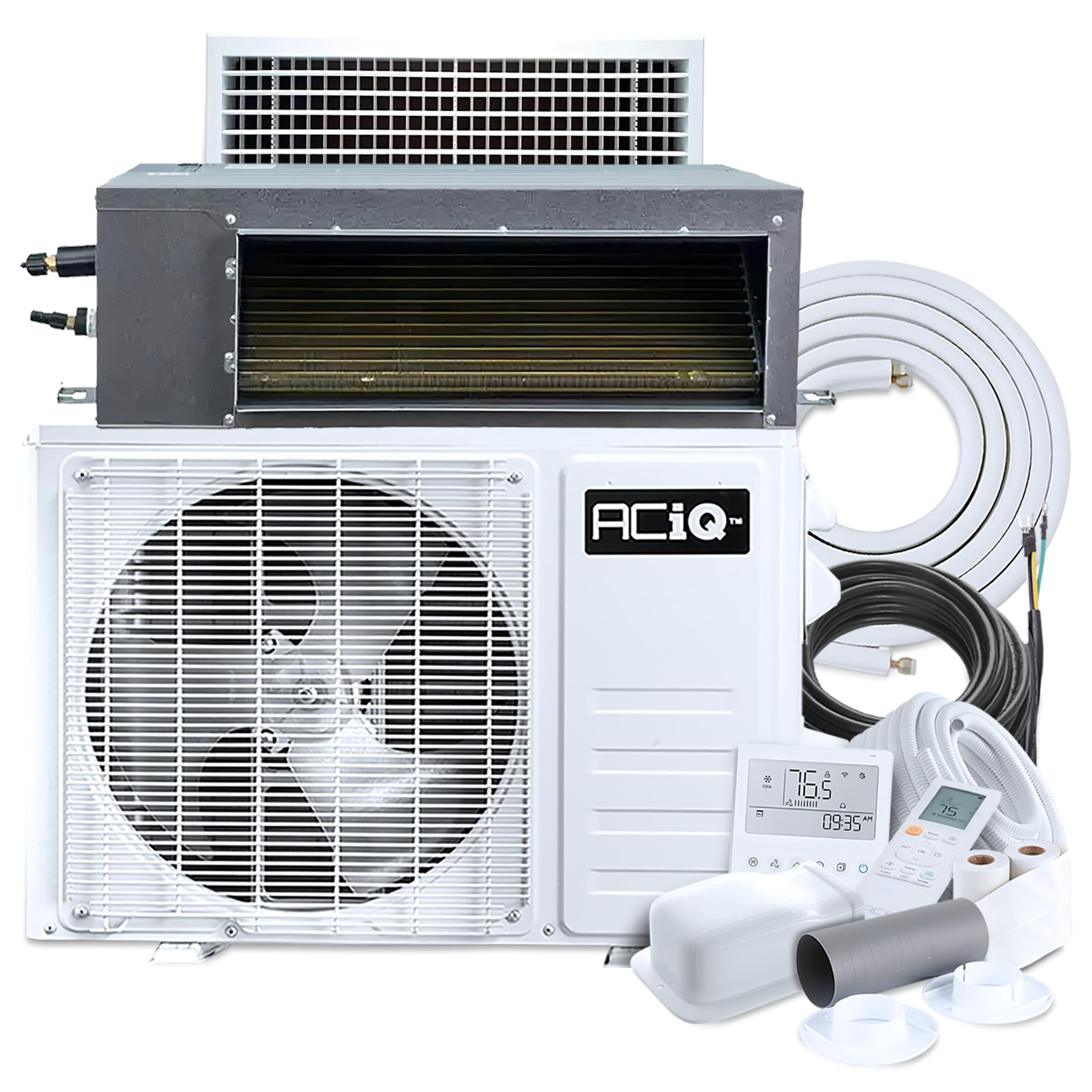 ACiQ 19.5 SEER2 Standard 12000 BTU Concealed Duct Mini Split Heat Pump ...