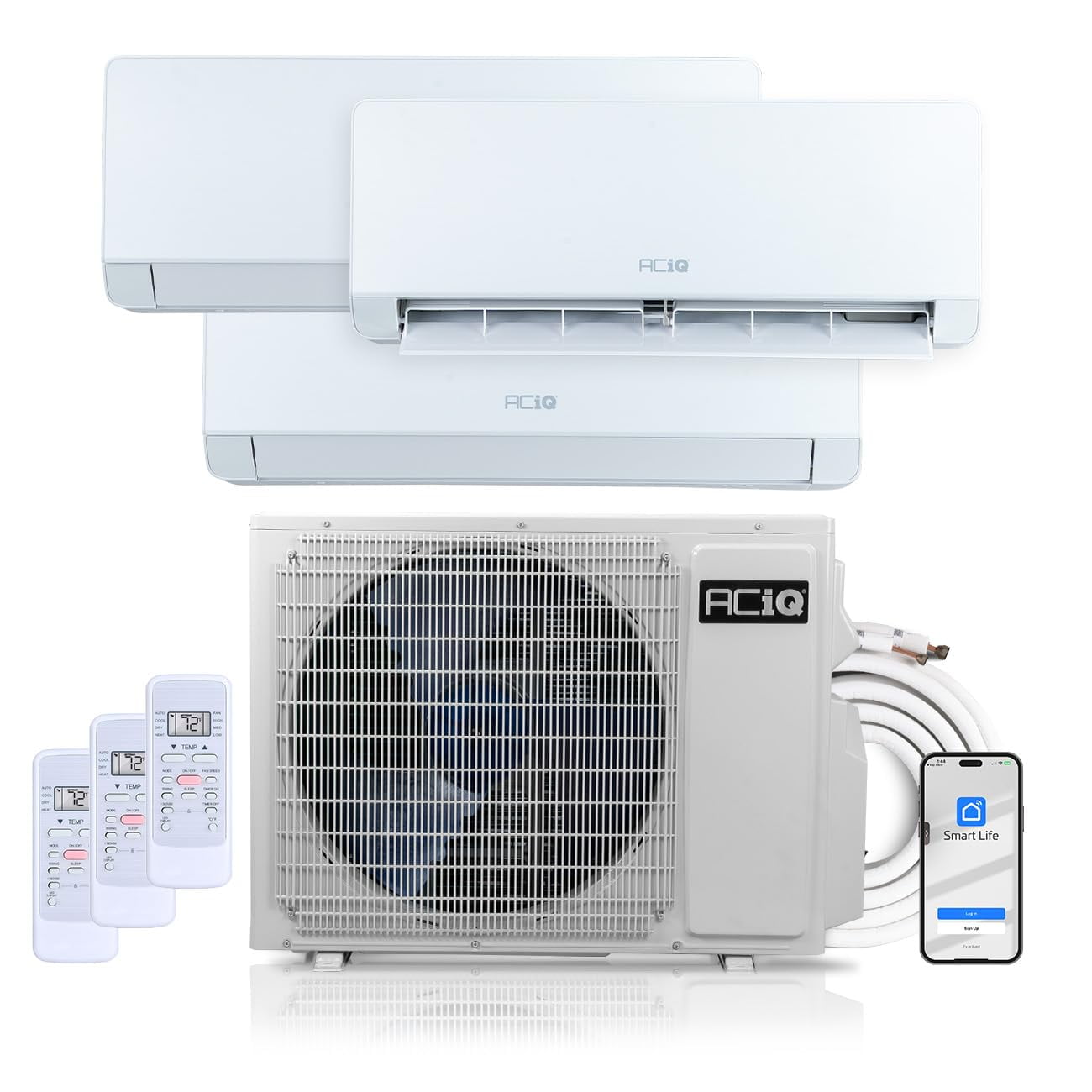 ACiQ 23 SEER2 Essentials 24000 BTU Tri Zone Wall Mount Mini Split AC ...