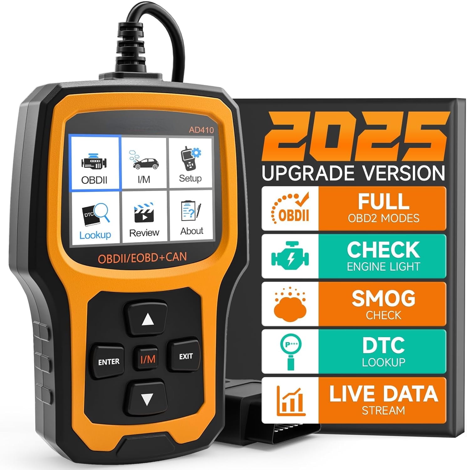 AD410 Enhanced OBD2 Scanner, Vehicle Code Reader for Check Engine Light ...
