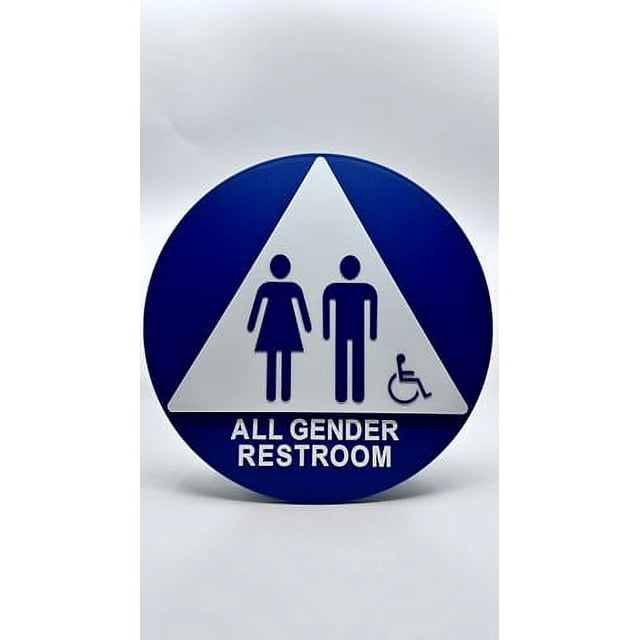 ADA All Gender Restroom Sign Bundle, Door and Wall Sign with Braille ...