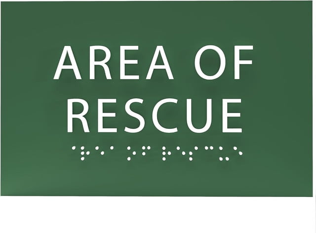 ADA CENTRAL SIGNS - 6" X4" Area of Rescue Sign - ADA Compliant Tactile ...