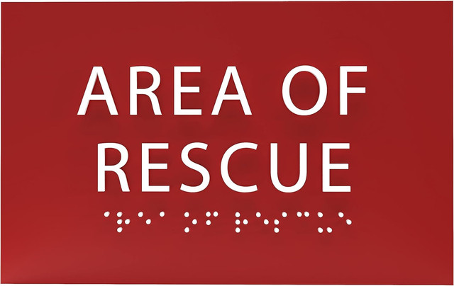 ADA CENTRAL SIGNS - 6" X4" Area of Rescue Sign - ADA Compliant Tactile ...