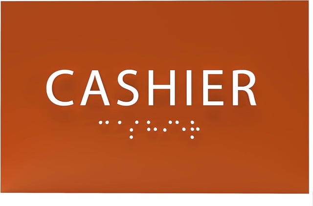ADA CENTRAL SIGNS - 6" X4" Cashier Sign - ADA Compliant Tactile ...