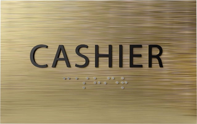 ADA CENTRAL SIGNS - 6" X4" Cashier Sign - ADA Compliant Tactile ...