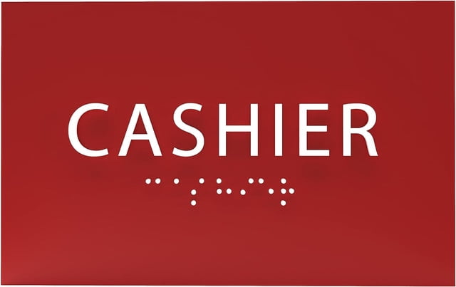 ADA CENTRAL SIGNS - 6" X4" Cashier Sign - ADA Compliant Tactile ...