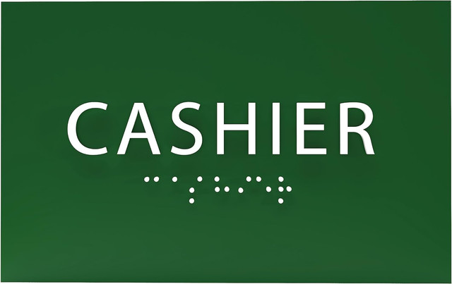 ADA CENTRAL SIGNS - 6" X4" Cashier Sign - ADA Compliant Tactile ...