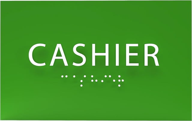 ADA CENTRAL SIGNS - 6" X4" Cashier Sign - ADA Compliant Tactile ...