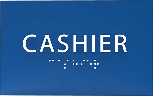 ADA CENTRAL SIGNS - 6" X4" Cashier Sign - ADA Compliant Tactile ...